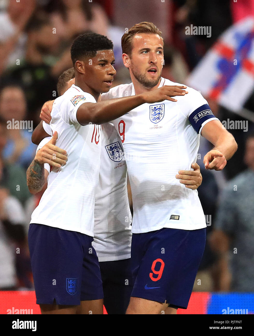 Englands marcus rashford celebrates scoring hi-res stock photography ...