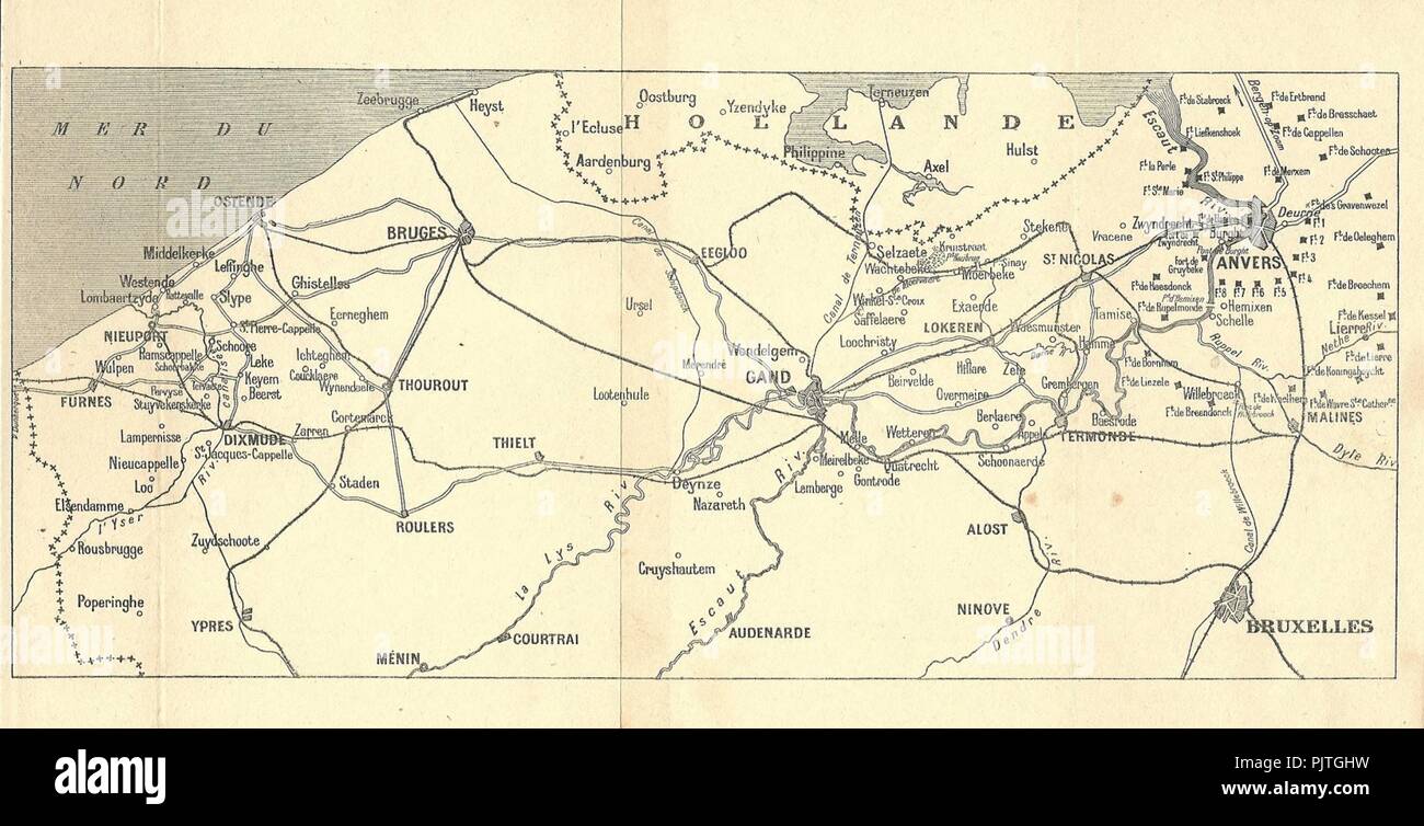 Bataille de l'Yser-1914-Baulu-carte-01 Stock Photo - Alamy