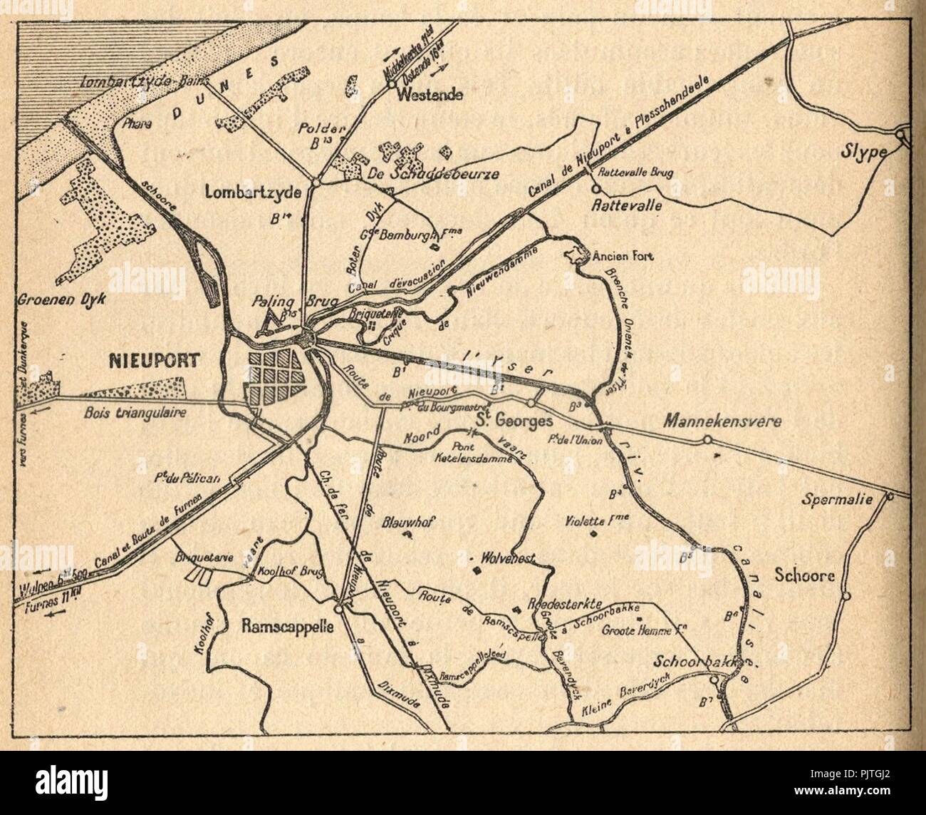 Bataille de l'Yser-1914-Baulu-plan-05 Stock Photo - Alamy