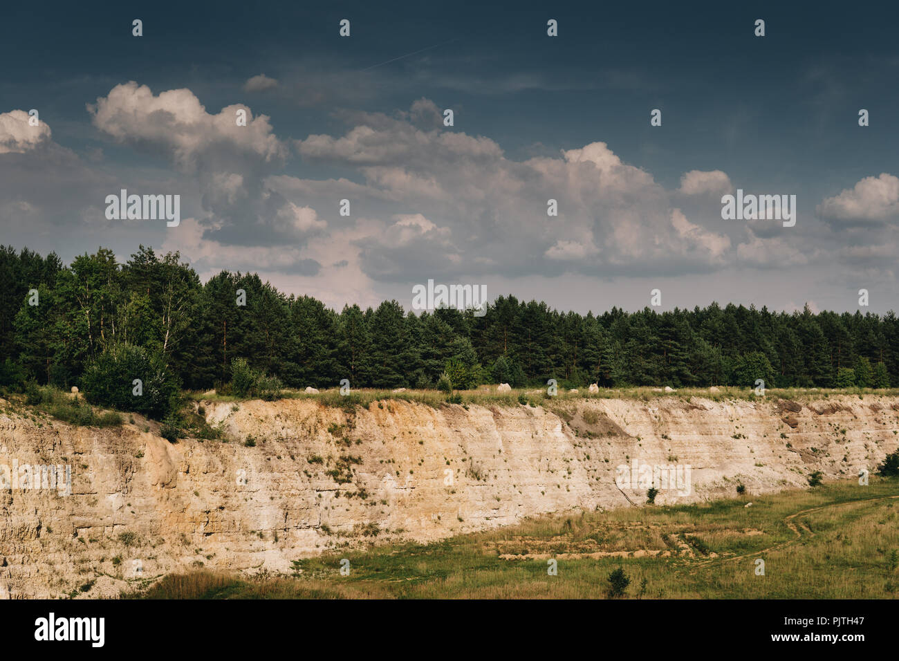 landscape with old and closed quarry of flintstone Stock Photo - Alamy