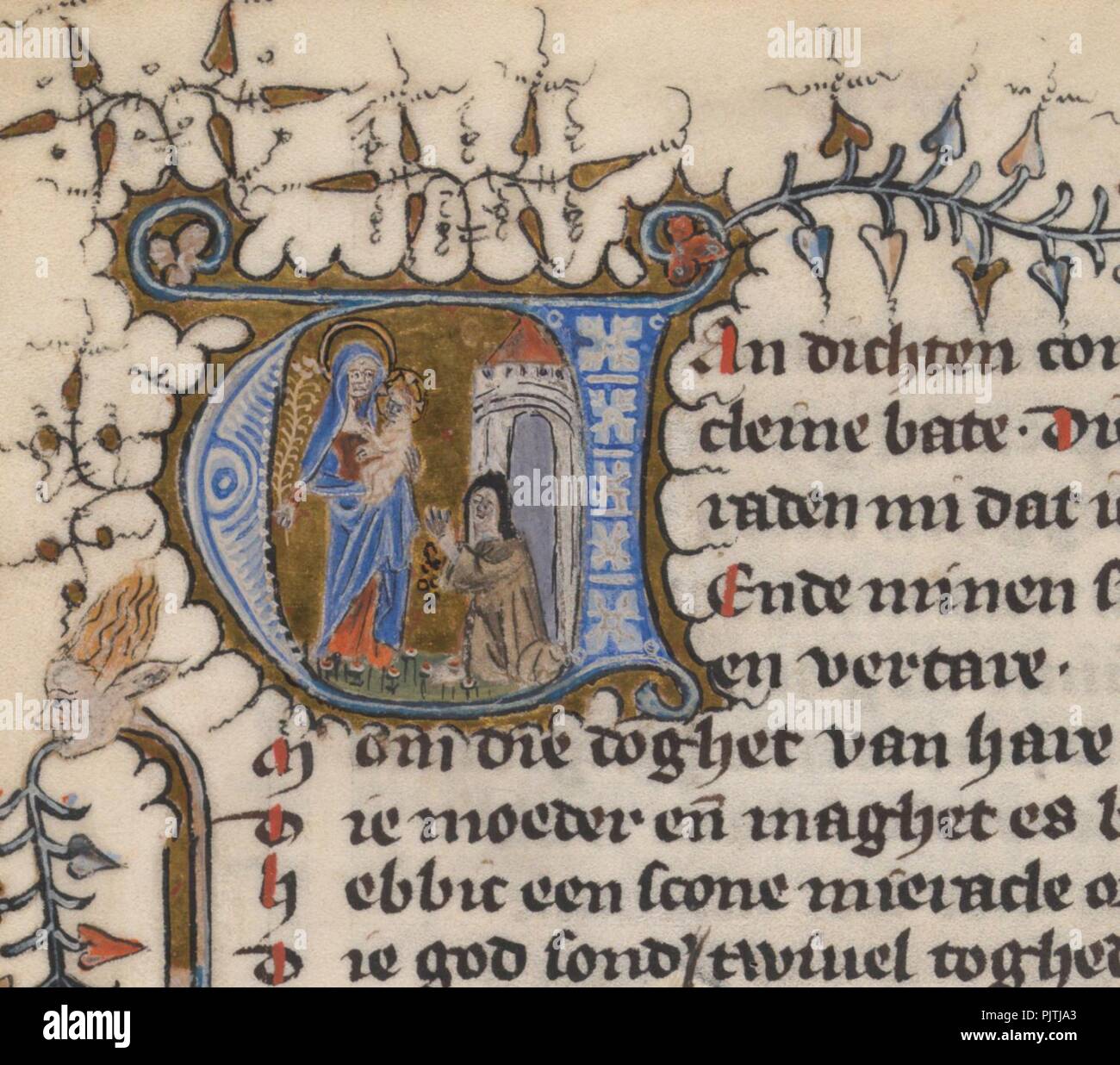 Beatrijs kneeling before Mary holding the Christ-child - Beatrijs - KB ...