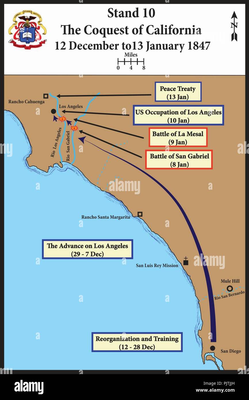 Battle of San Pasqual Staff Ride Map 9 Stock Photo - Alamy
