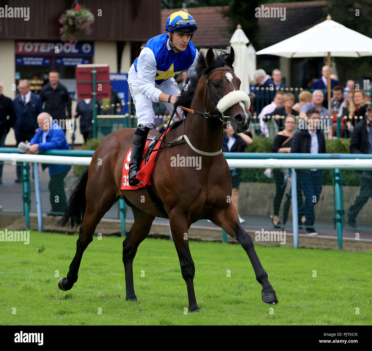 Hey Jonesy ridden by Kevin Stott during the 32Red Sprint Cup Stakes ...