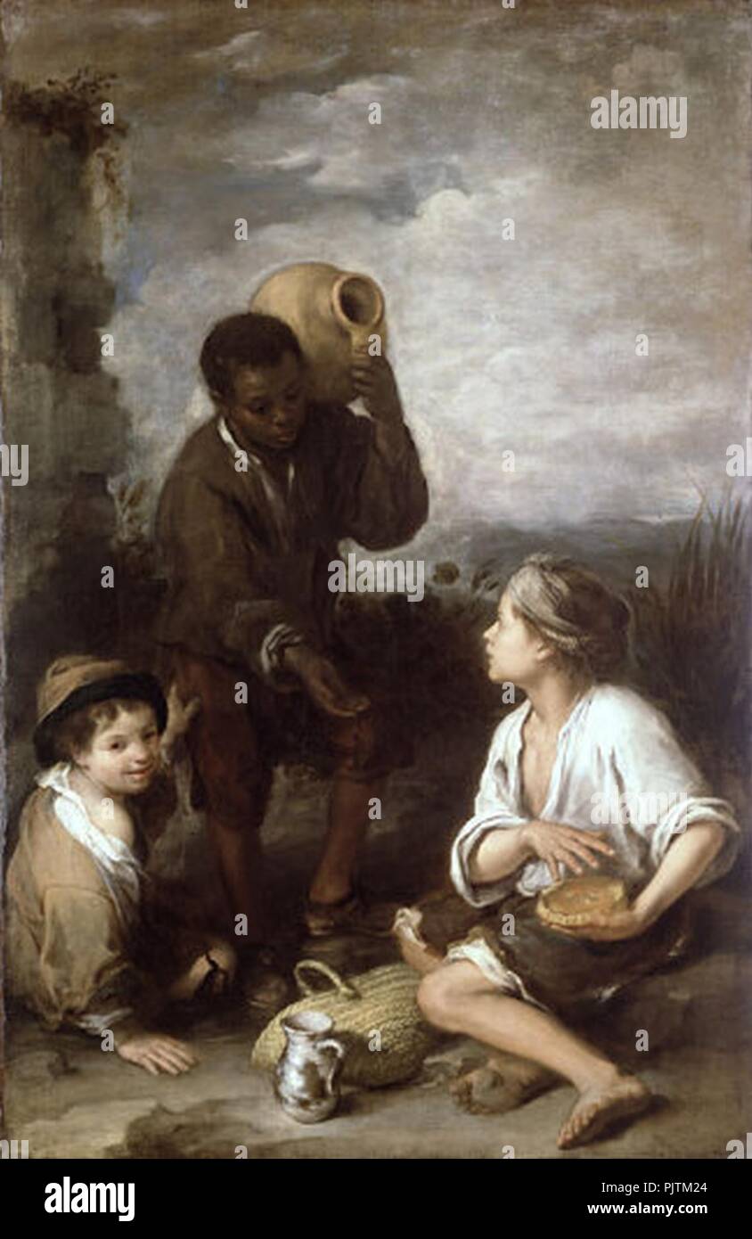 Bartolome murillo-tres niños Stock Photo - Alamy