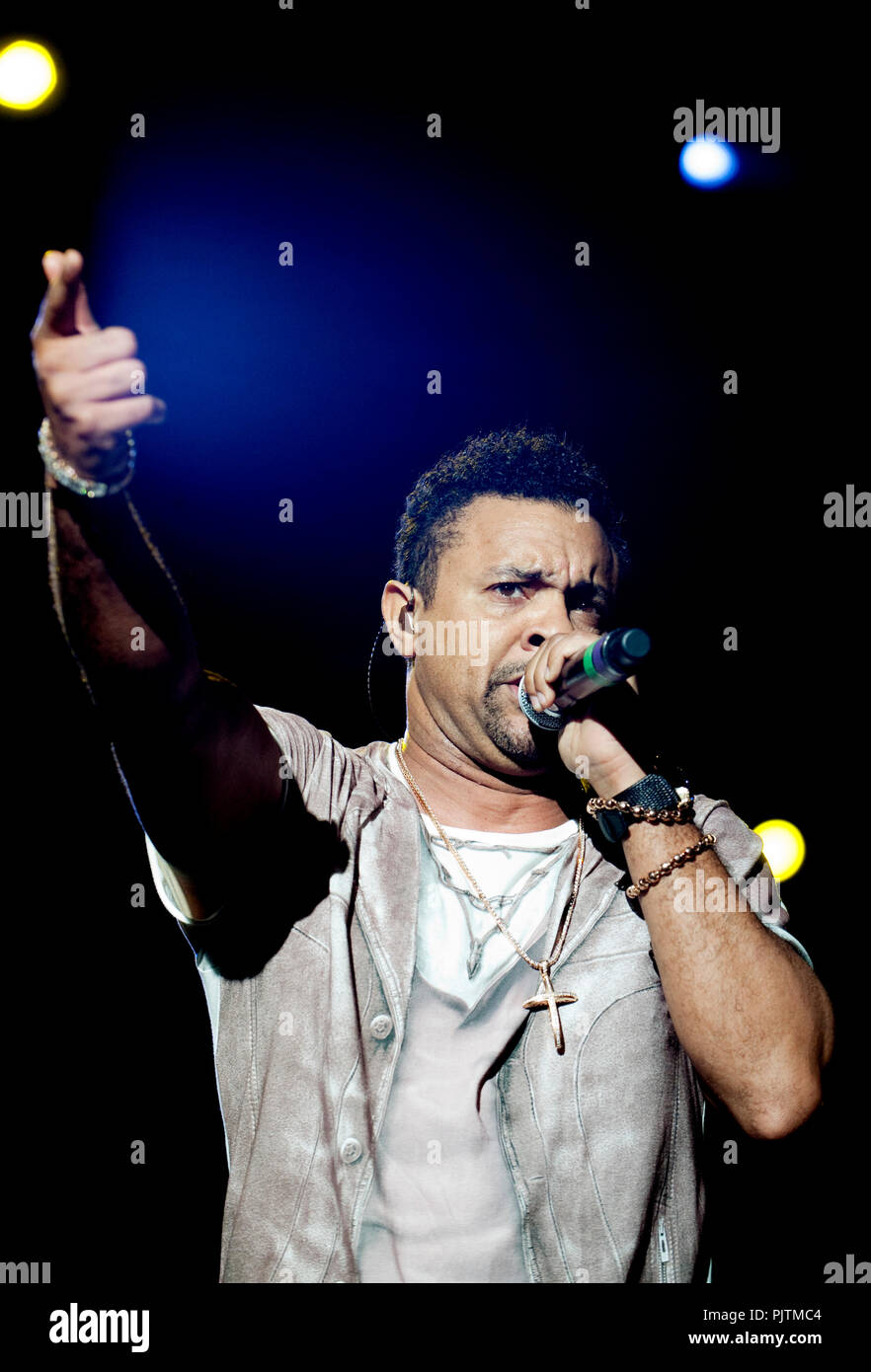 Jamaican-American reggae singer Shaggy at the Suikerrock festival in ...