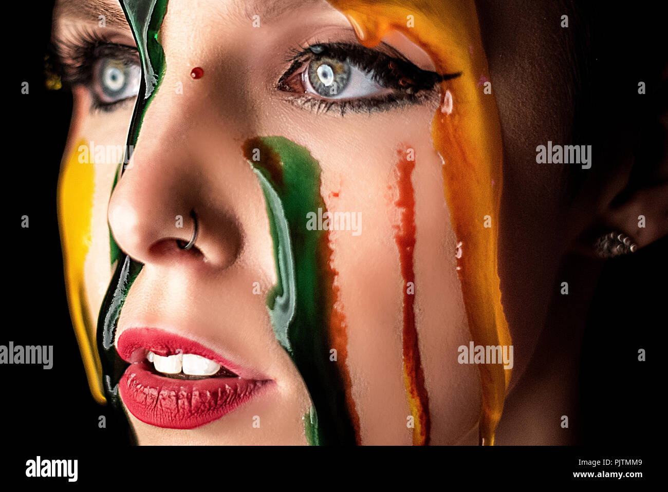 Green slime face hi-res stock photography and images - Alamy