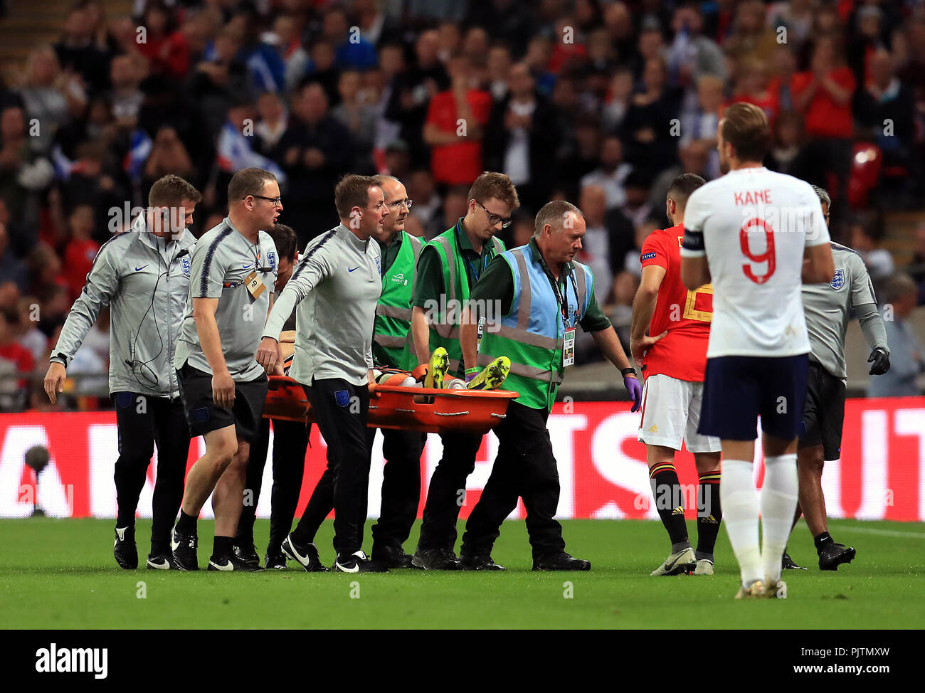 England's Luke Shaw (left) leaves the pitch on a stretcher after ... England's Luke Shaw (left) leaves the pitch on a stretcher after ...
