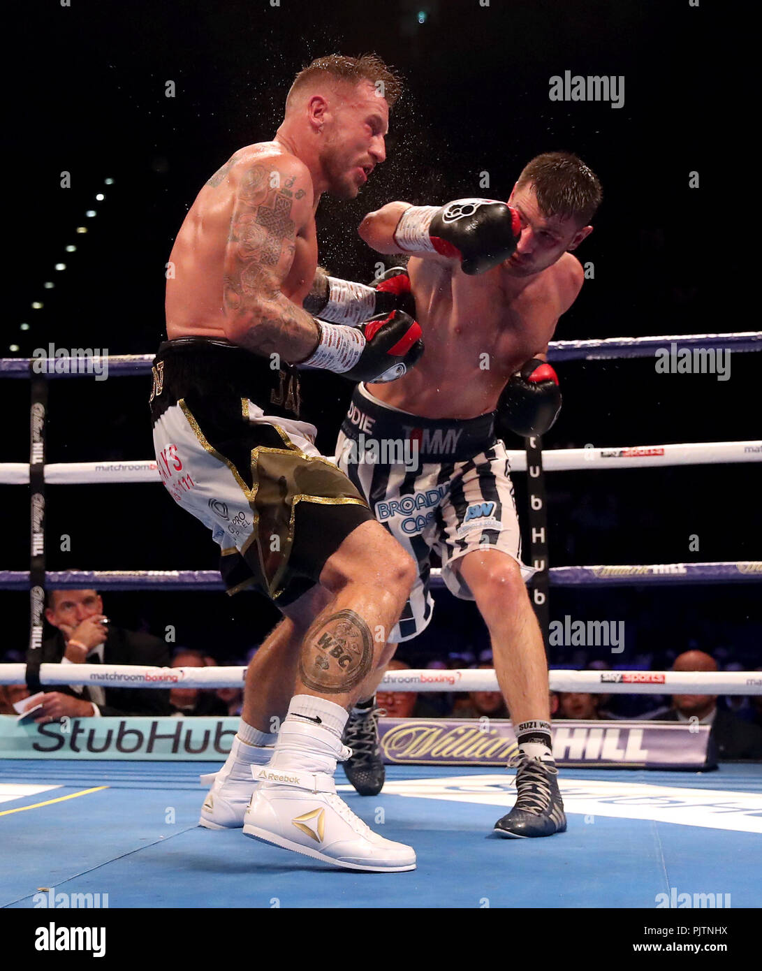 Jason Welborn (left) and Tommy Langford in action during their British ...