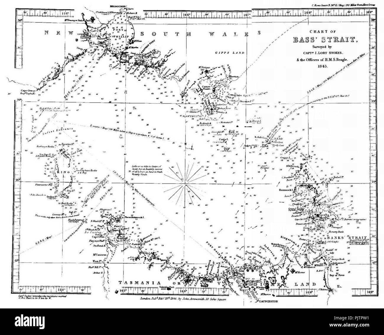 Bass Strait (Discoveries in Australia Stock Photo - Alamy