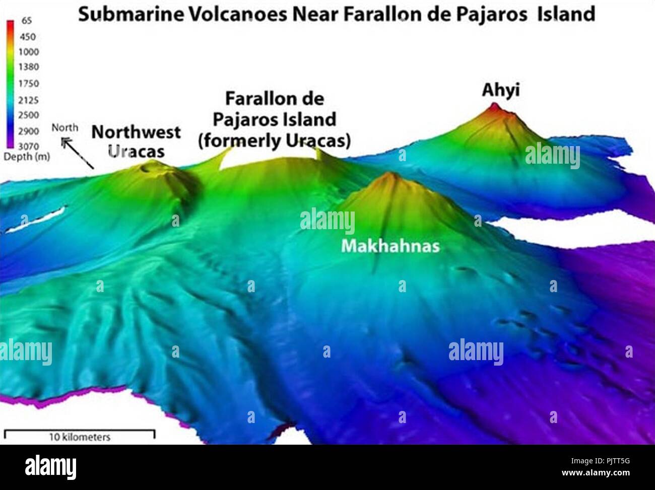 Bathymetry around Farallon de Pajaros Stock Photo - Alamy