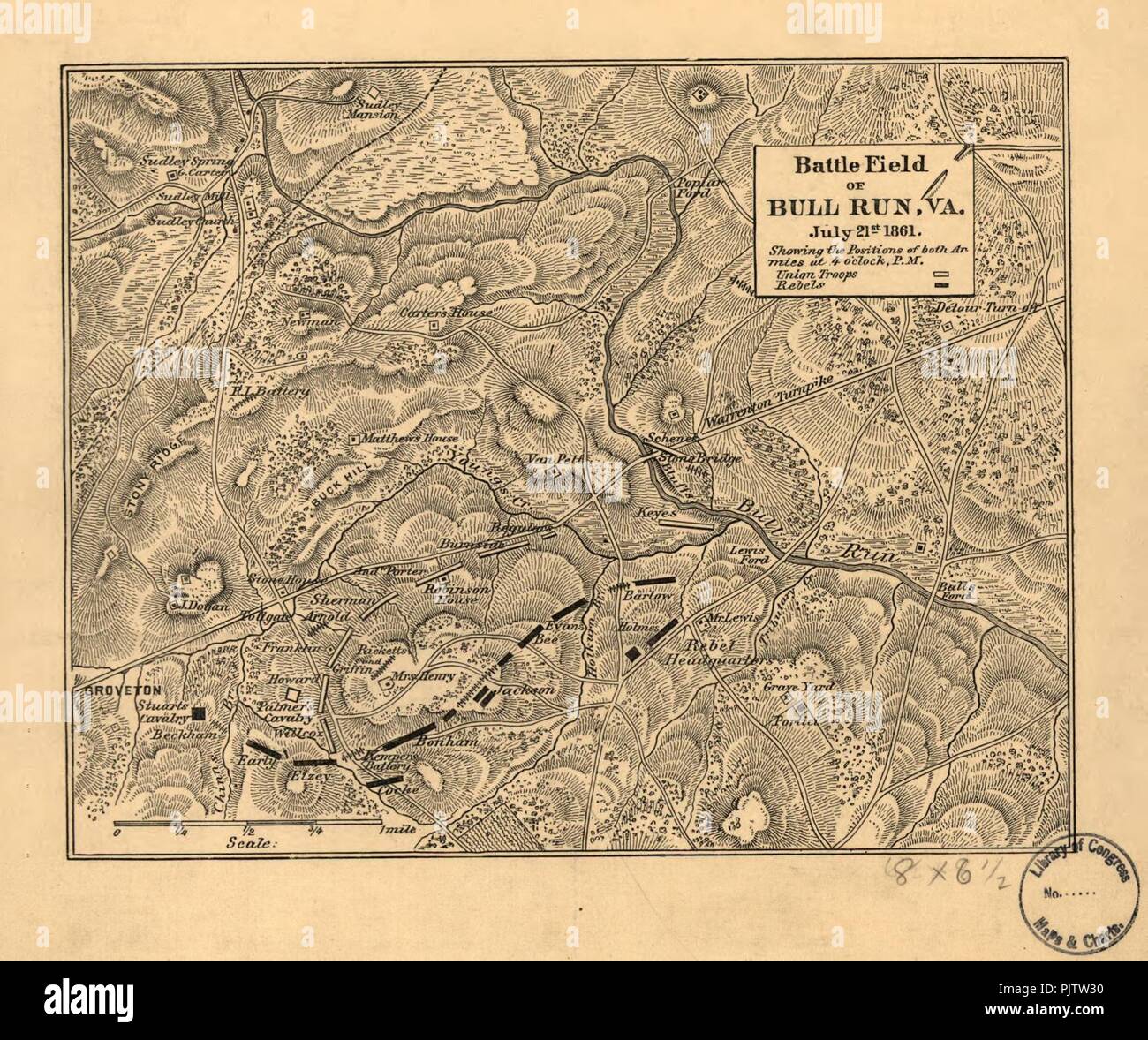 Battle field of Bull Run, Va. July 21st 1861. Showing the positions of ...