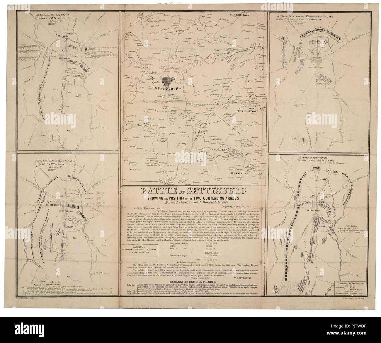 Battle of Gettysburg - showing the position of the two contending ...