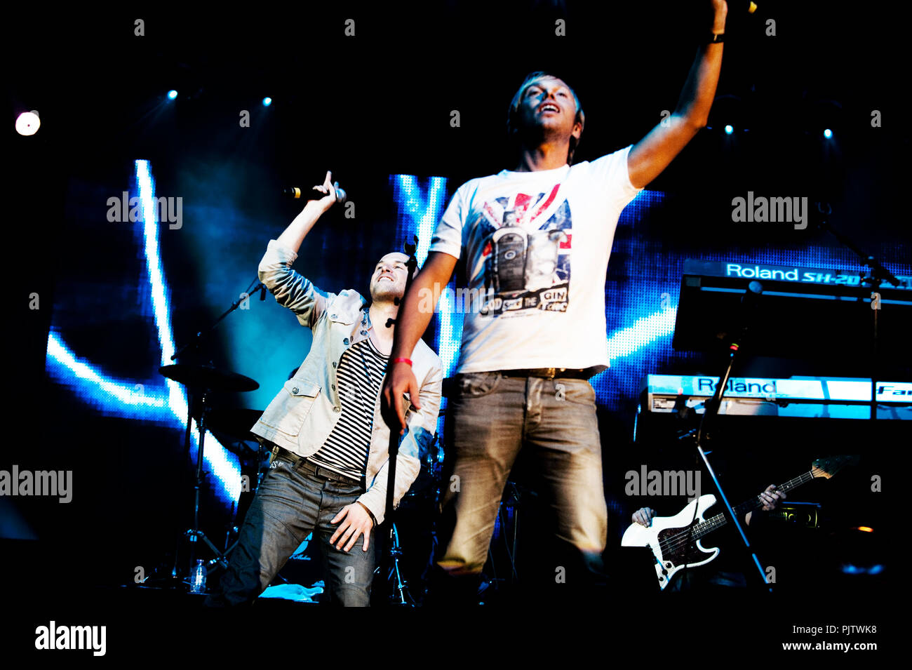 Flemish singer Stan Van Samang in concert at the Lotto Arena, Antwerp ...