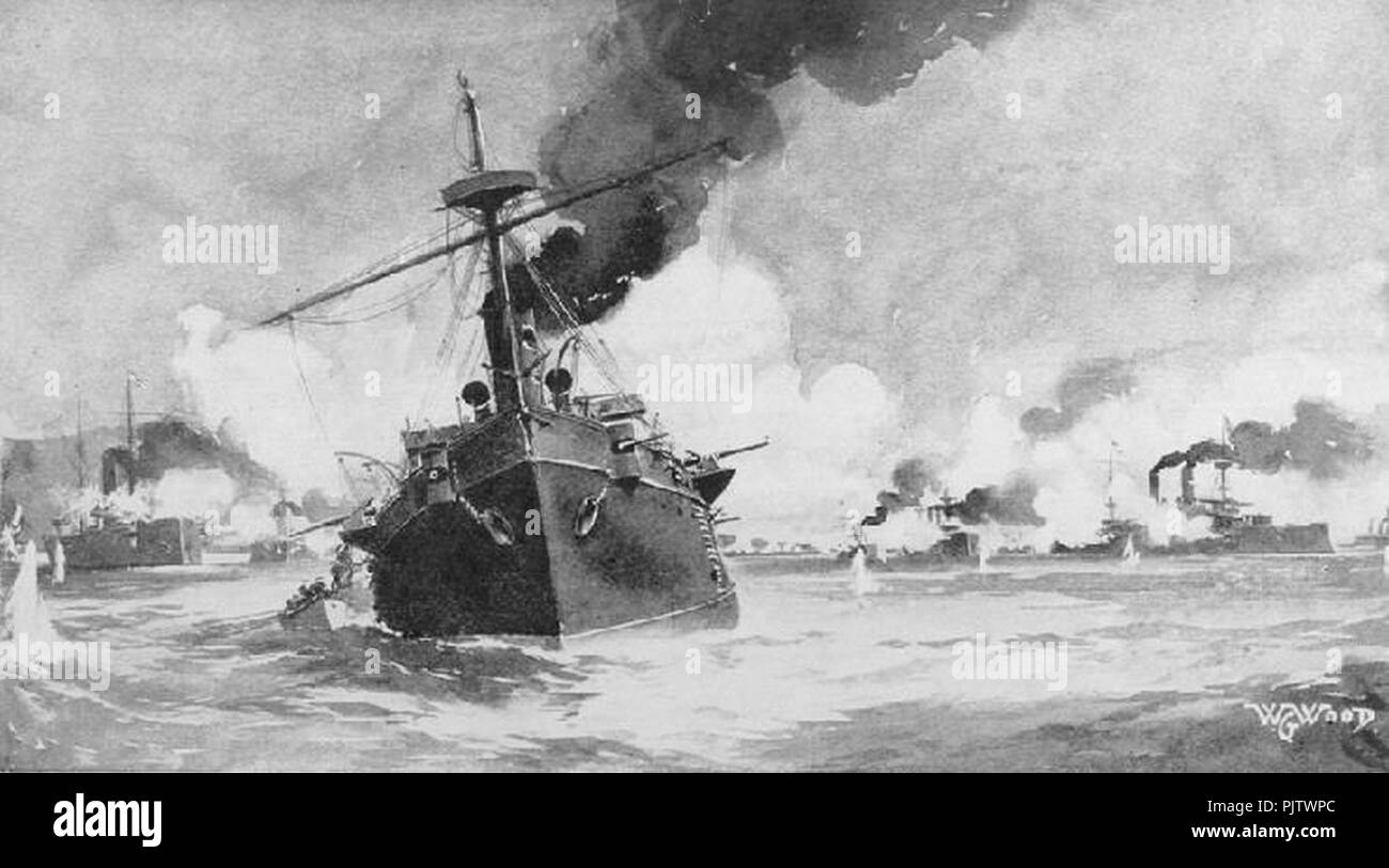 Battle of Manila Bay by W. G. Wood Stock Photo - Alamy