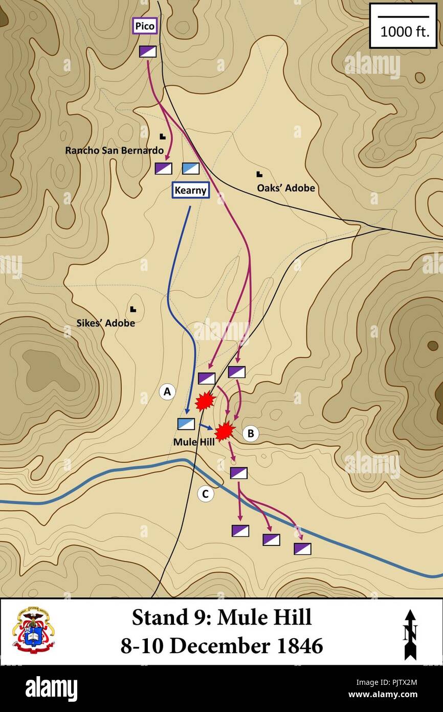 Battle of San Pasqual Staff Ride Map 8 Stock Photo - Alamy