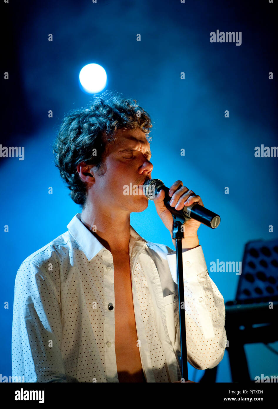 Belgian electro musician Stijn performing at the Strandfuif festival in ...