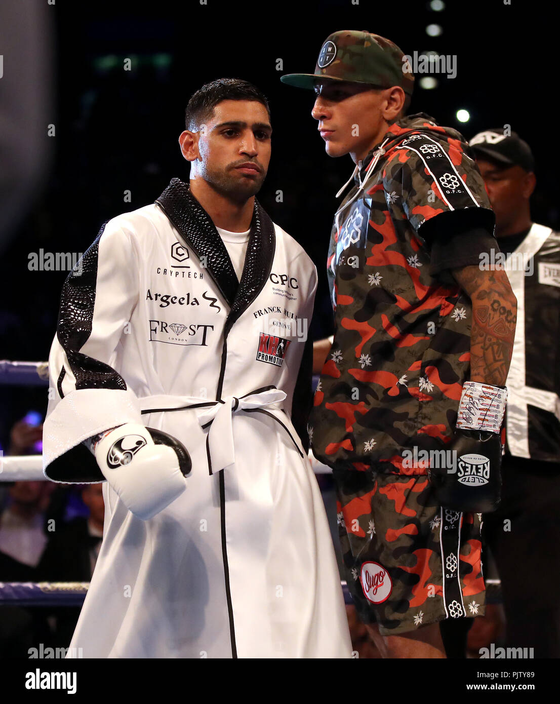 Amir Khan (left) and Samuel Vargas before their Welterweight contest at ...