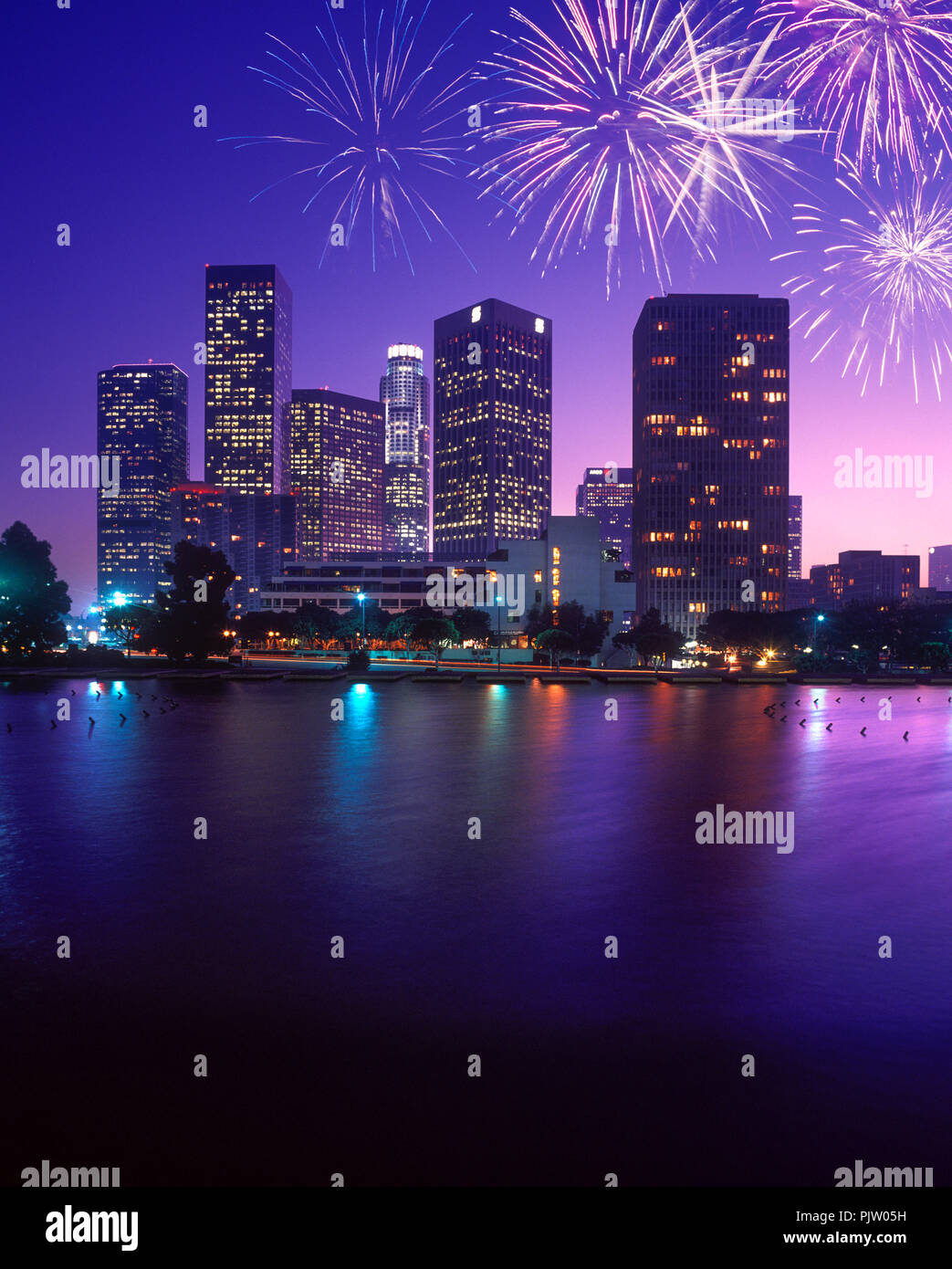 1990 HISTORICAL DOWNTOWN SKYLINE LOS ANGELES CALIFORNIA USA Stock Photo ...