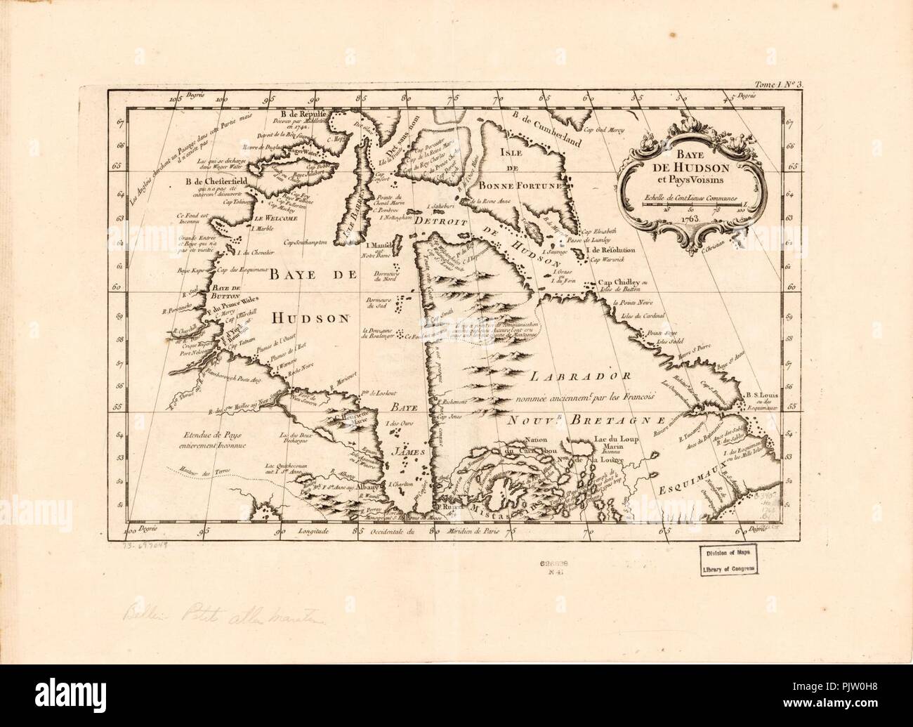 Baye de Hudson et pays voisins, 1763 Stock Photo - Alamy