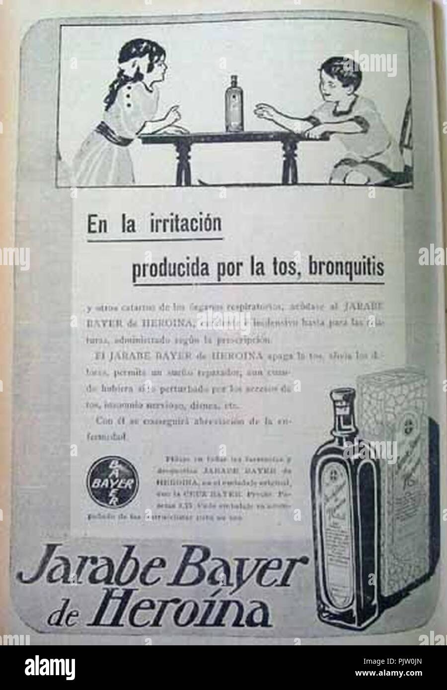 Bayer spanish heroin advertisement 1912a Stock Photo - Alamy
