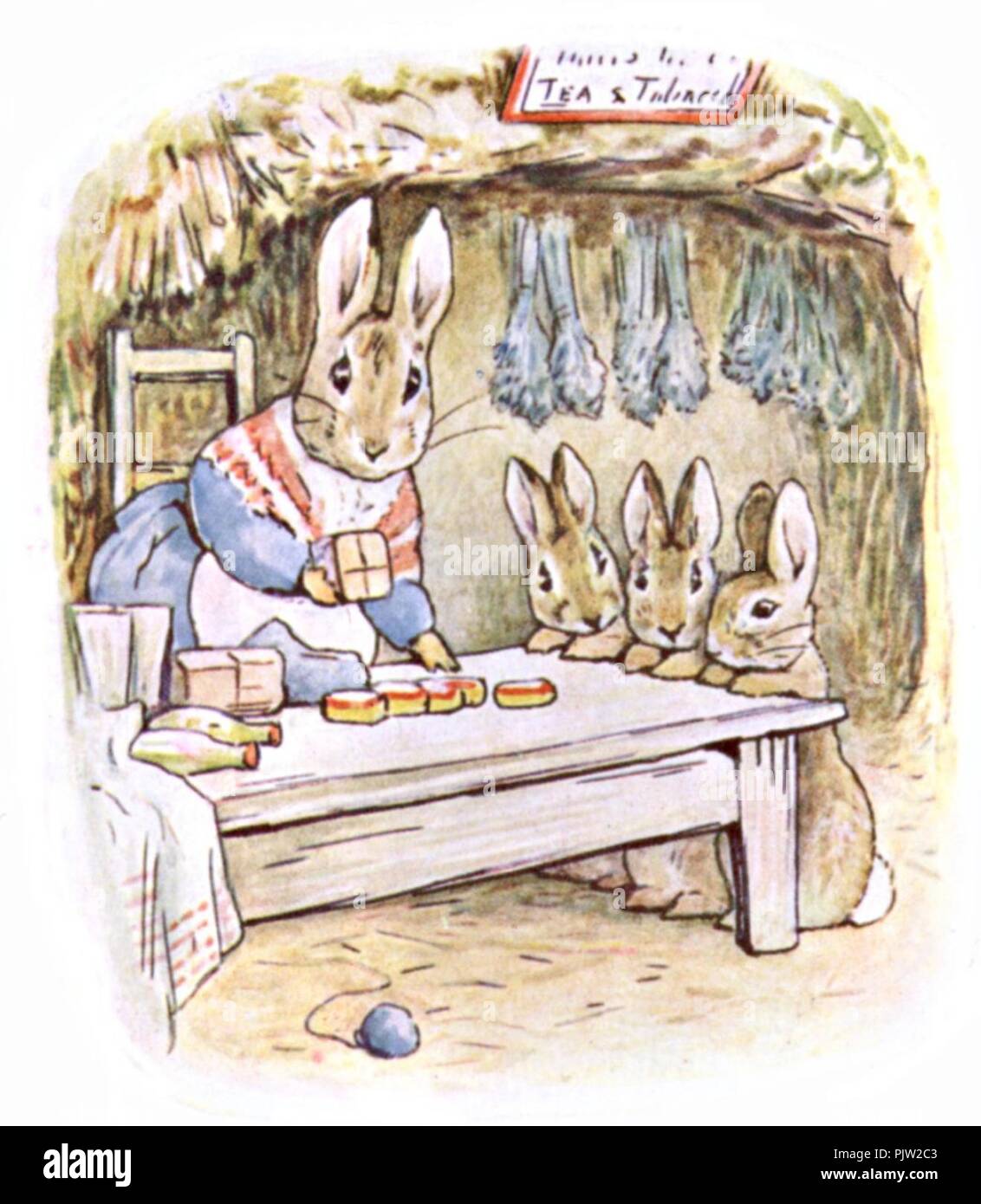 Beatrix Potter, Benjamin Bunny, Mrs Rabbits shop Stock Photo - Alamy