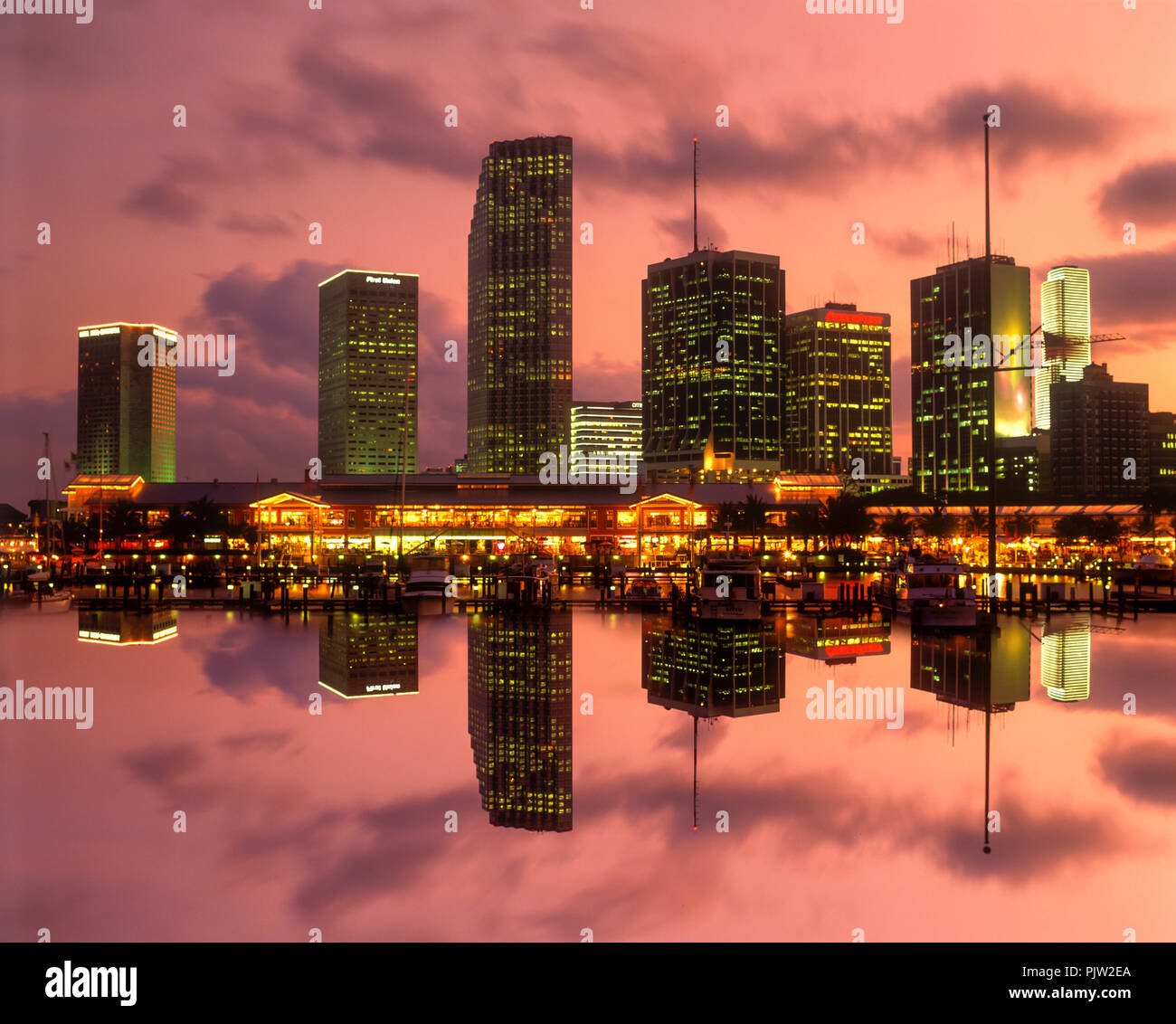 1992 HISTORICAL BAYSIDE MARKETPLACE MARINA DOWNTOWN SKYLINE MIAMI ...