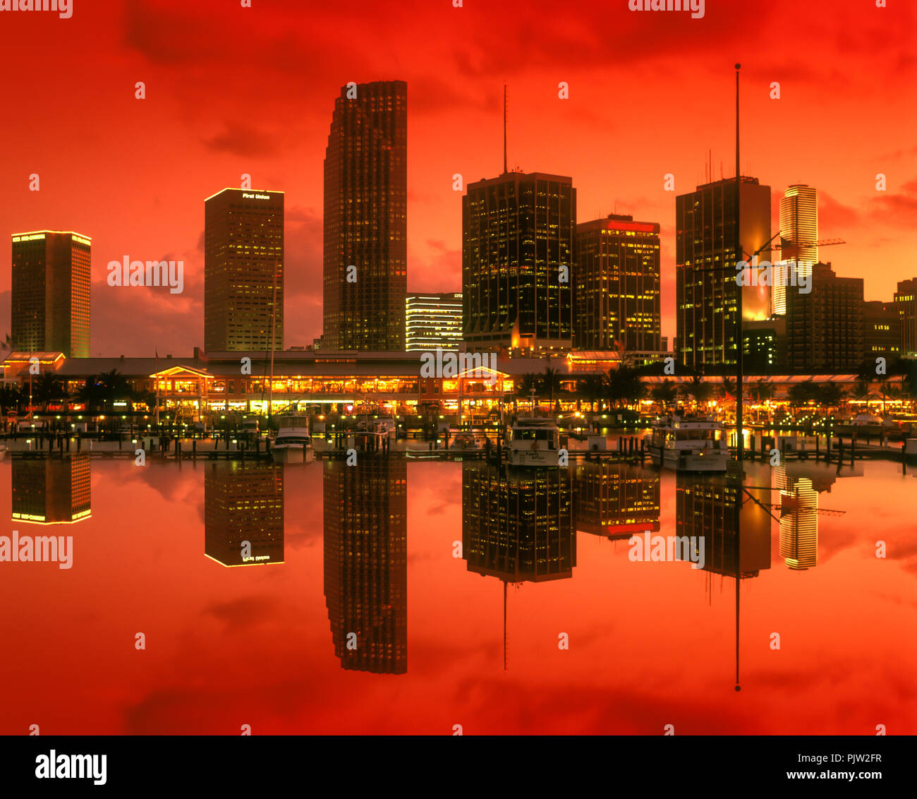 1992 HISTORICAL BAYSIDE MARKETPLACE MARINA DOWNTOWN SKYLINE MIAMI ...