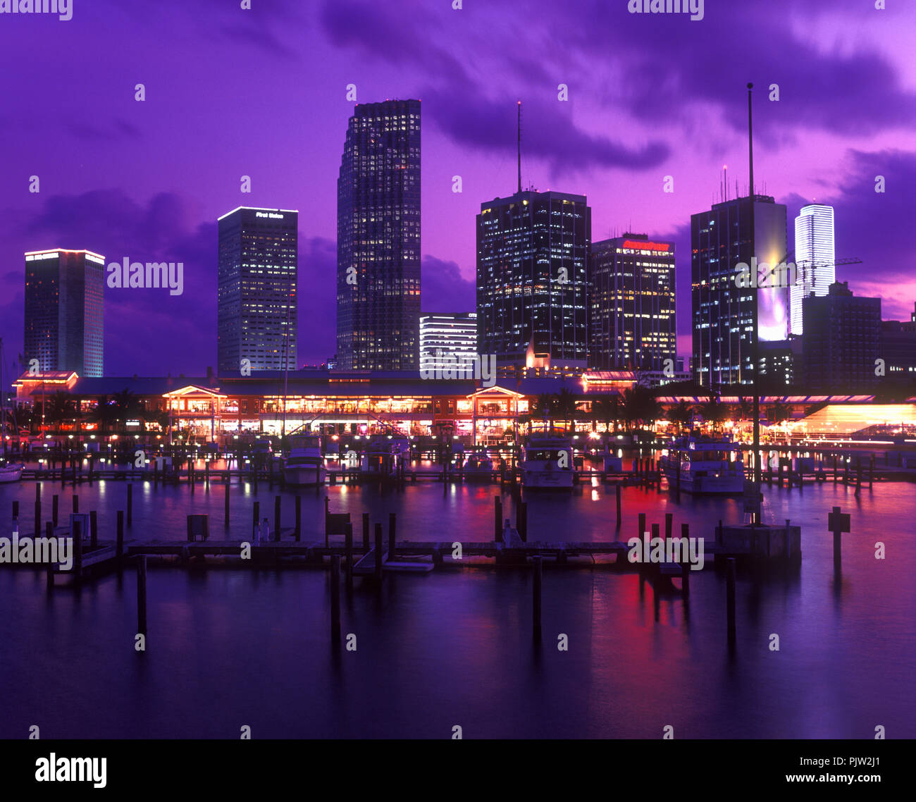 1992 HISTORICAL BAYSIDE MARKETPLACE MARINA DOWNTOWN SKYLINE MIAMI ...