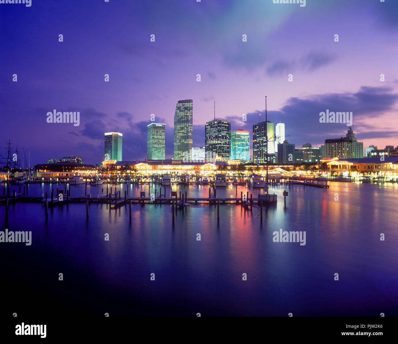 1992 HISTORICAL BAYSIDE MARKETPLACE MARINA DOWNTOWN SKYLINE MIAMI ...