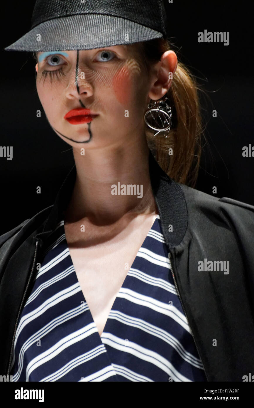 A model walks the Hiroko Koshino Spring/Summer 17 Collection runway ...