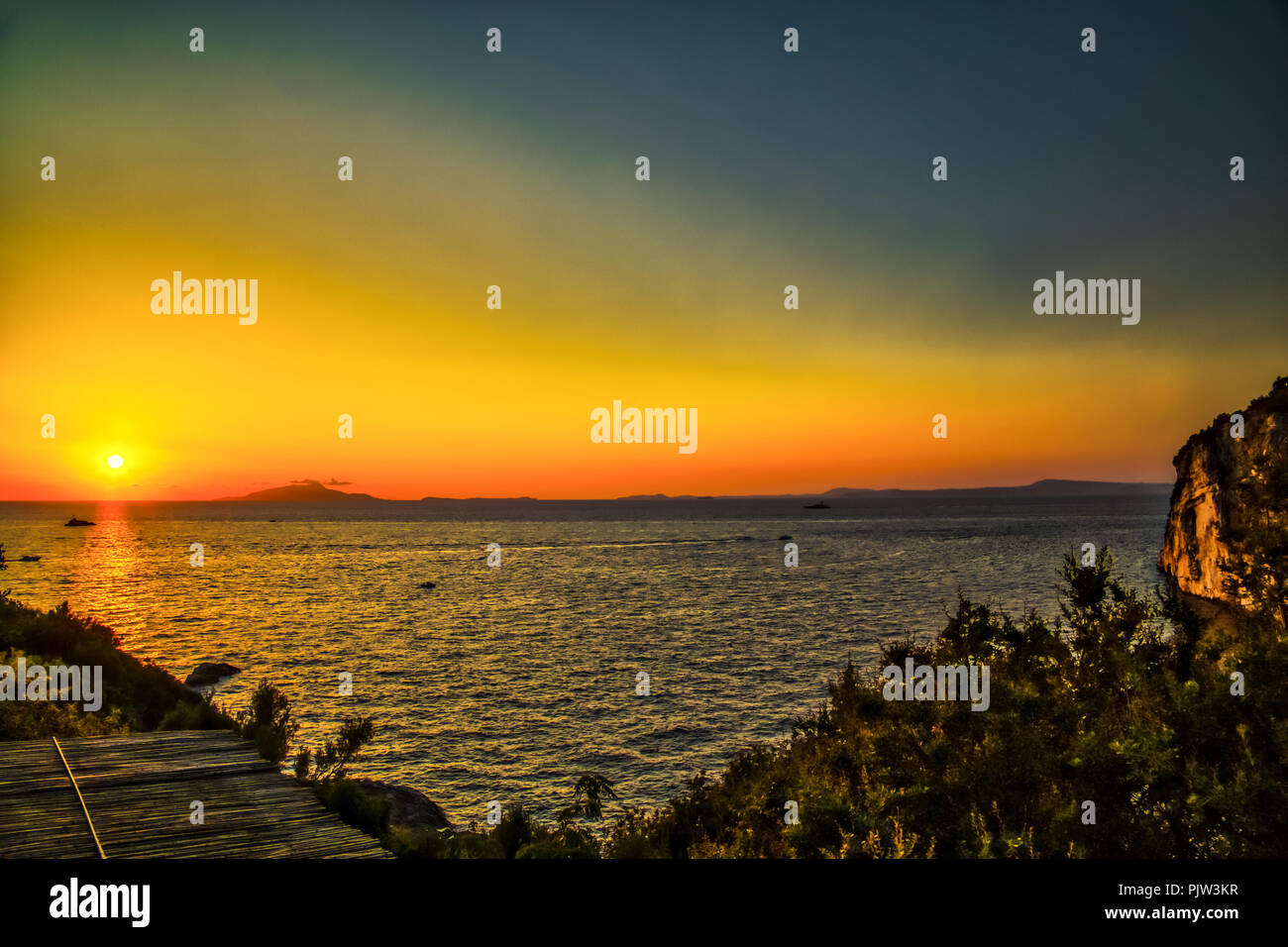 emotional sunset on Sorrentine Peninsula in Italy Stock Photo - Alamy