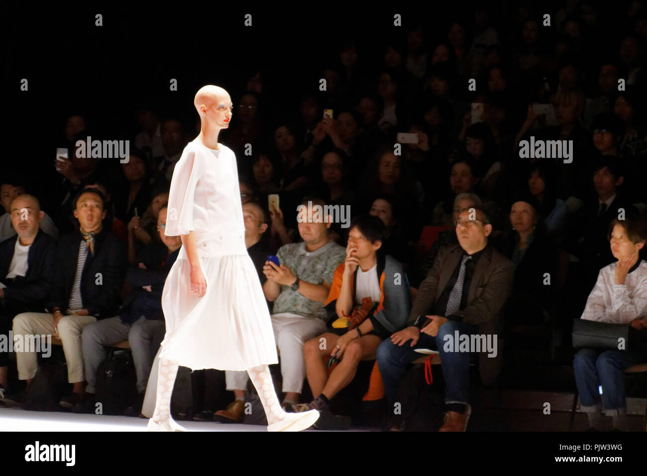 A model walks the Hiroko Koshino Spring/Summer 17 Collection runway ...