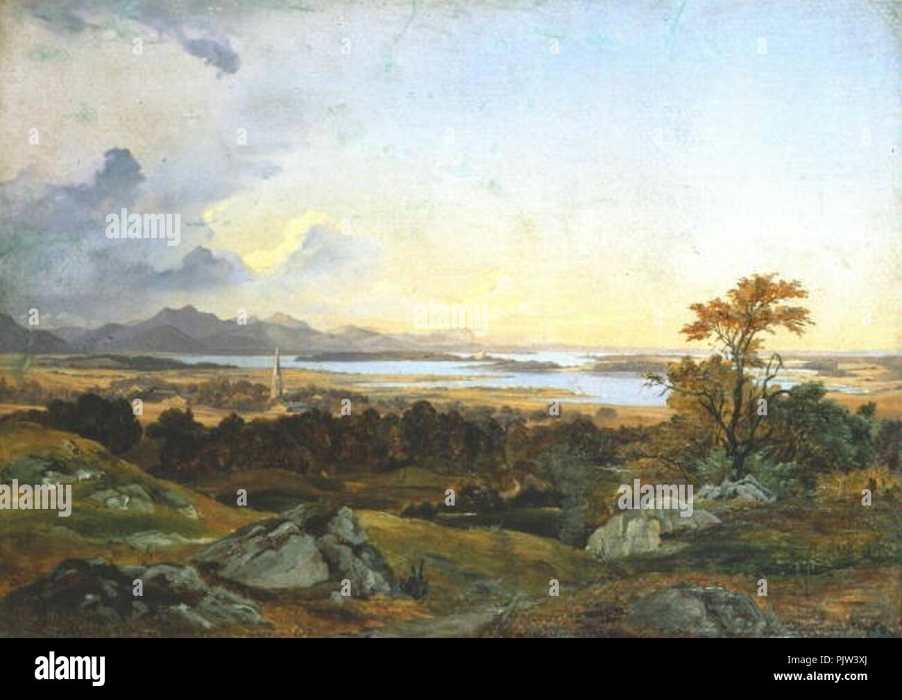 Bedrich Havranek 4. 1. 1821-1. 3. 1899 - Chiemsee pri zapadu slunce ...