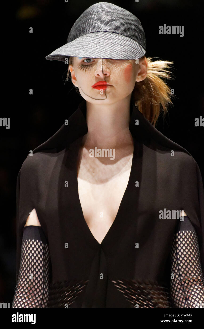 A model walks the Hiroko Koshino Spring/Summer 17 Collection runway ...