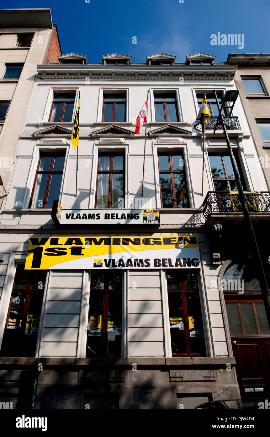 The headquarters of the Vlaams Belang extreme right Flemish political ...