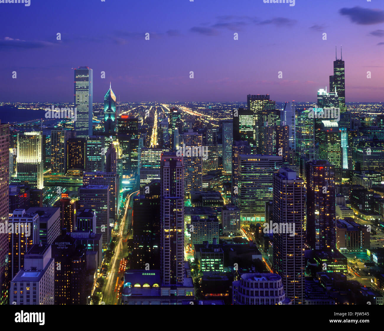 1992 HISTORICAL THE LOOP DOWNTOWN SKYLINE CHICAGO ILLINOIS USA Stock ...
