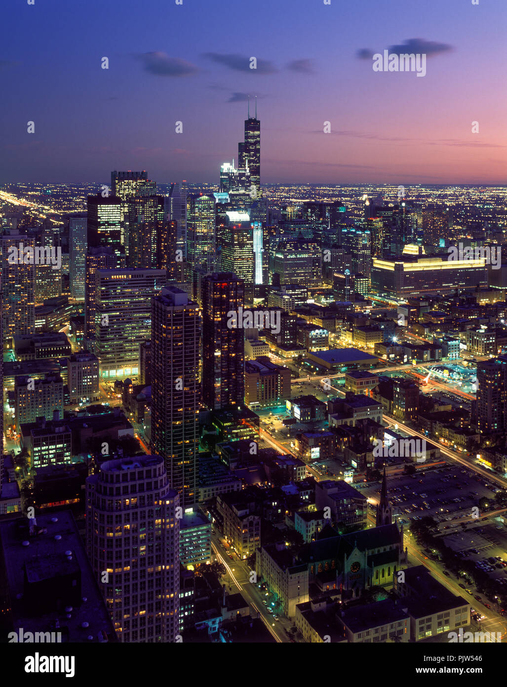 1992 HISTORICAL THE LOOP DOWNTOWN SKYLINE CHICAGO ILLINOIS USA Stock ...