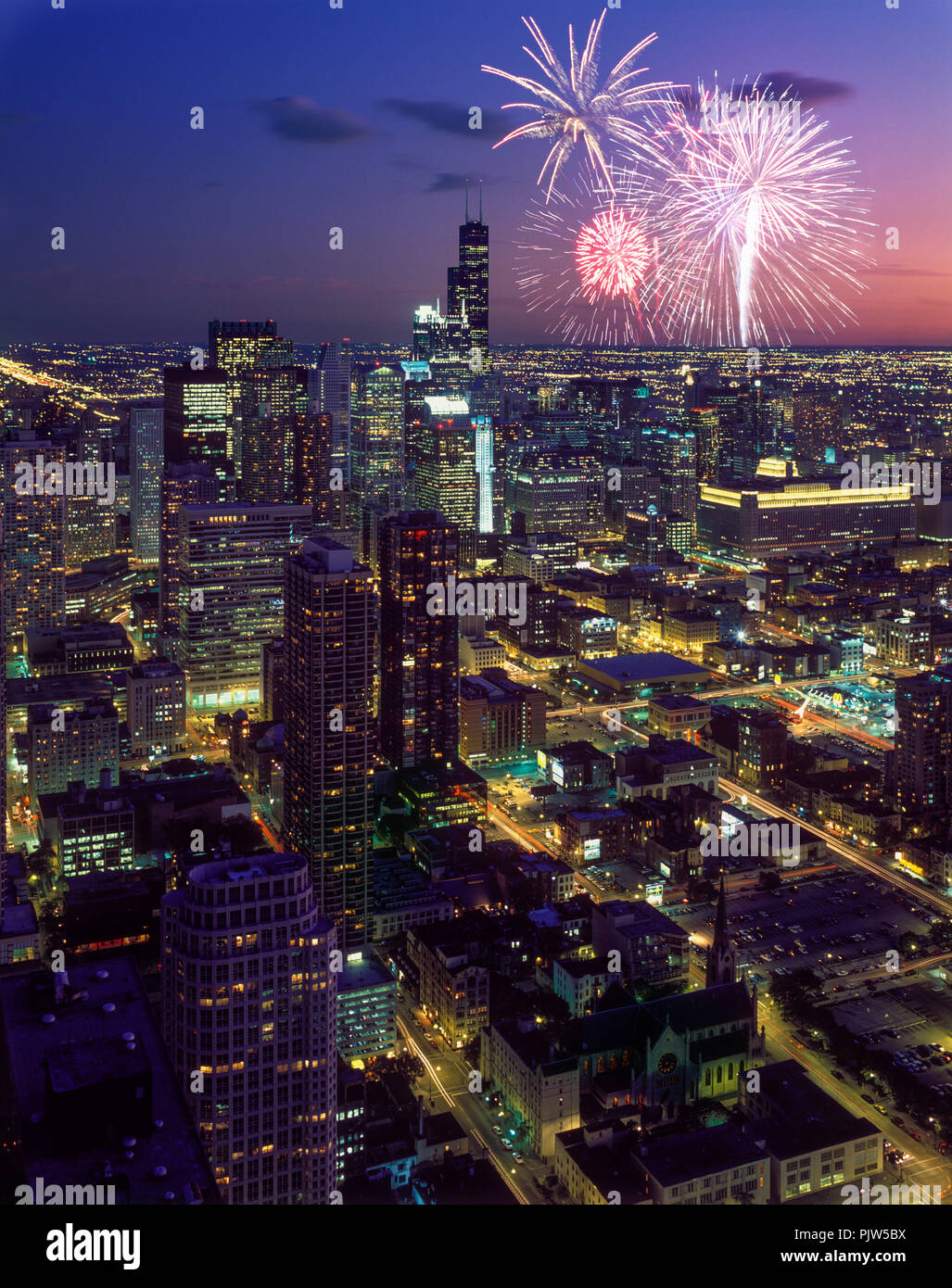 1992 HISTORICAL THE LOOP DOWNTOWN SKYLINE CHICAGO ILLINOIS USA Stock ...
