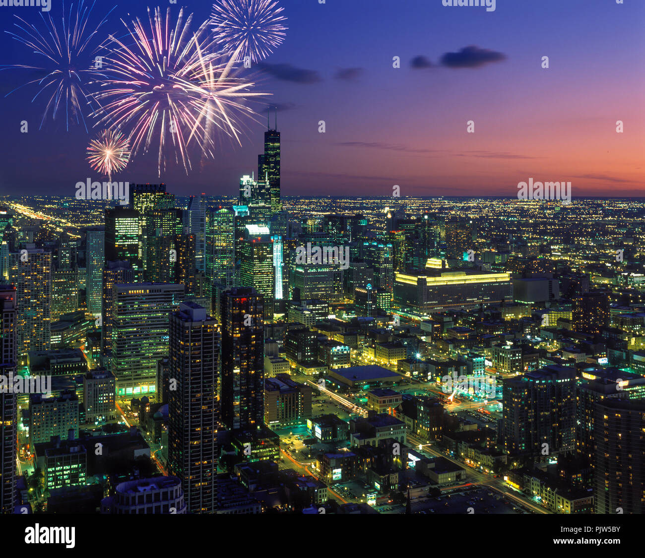 1992 HISTORICAL THE LOOP DOWNTOWN SKYLINE CHICAGO ILLINOIS USA Stock ...