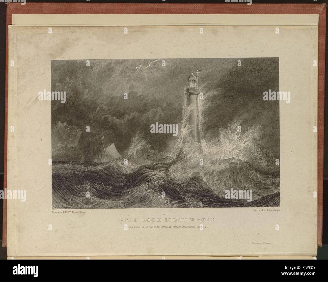 Bell Rock light house during a storm from the North East - drawn by J.M ...