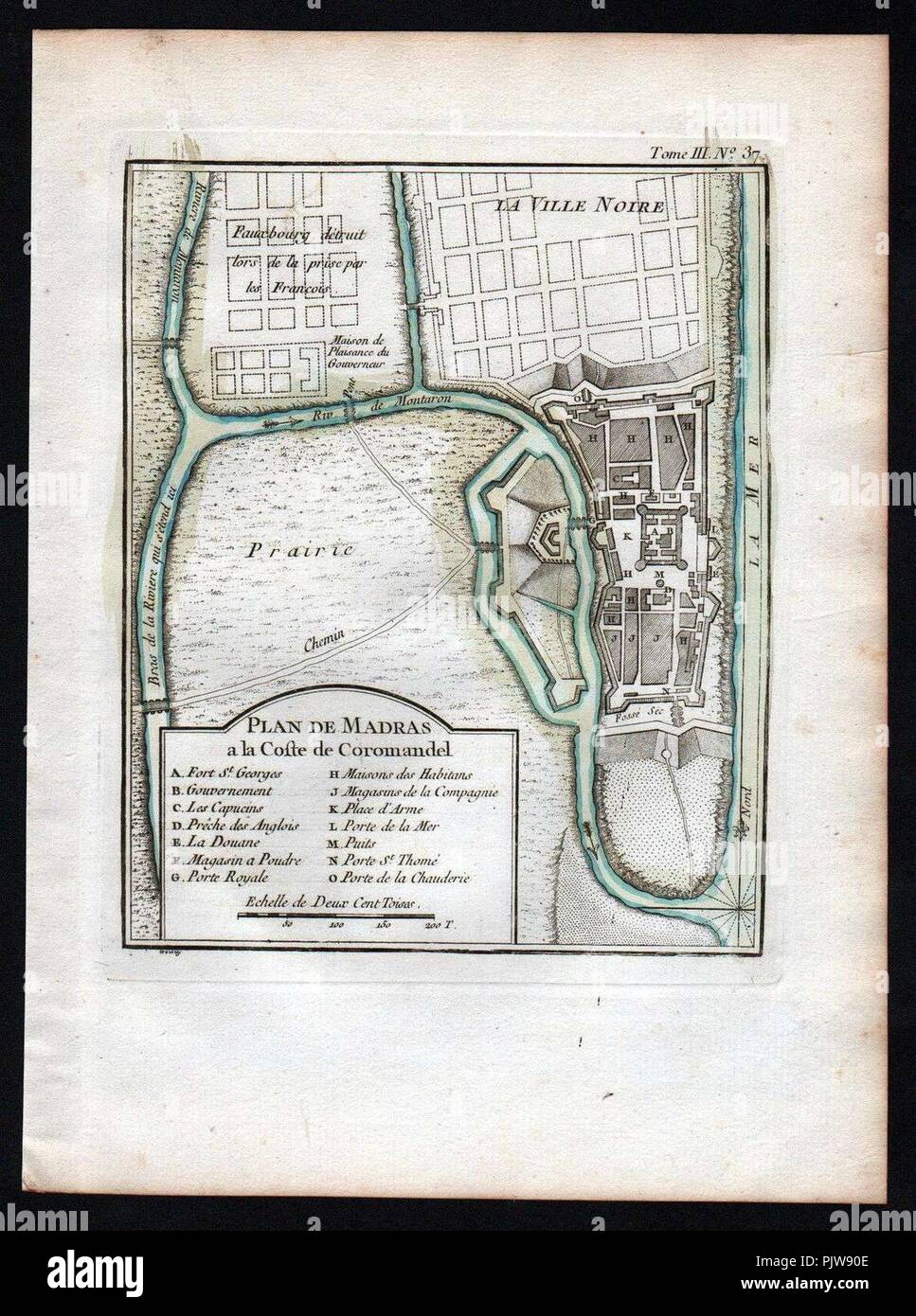 Bellin's Madras map of 1764 Stock Photo - Alamy
