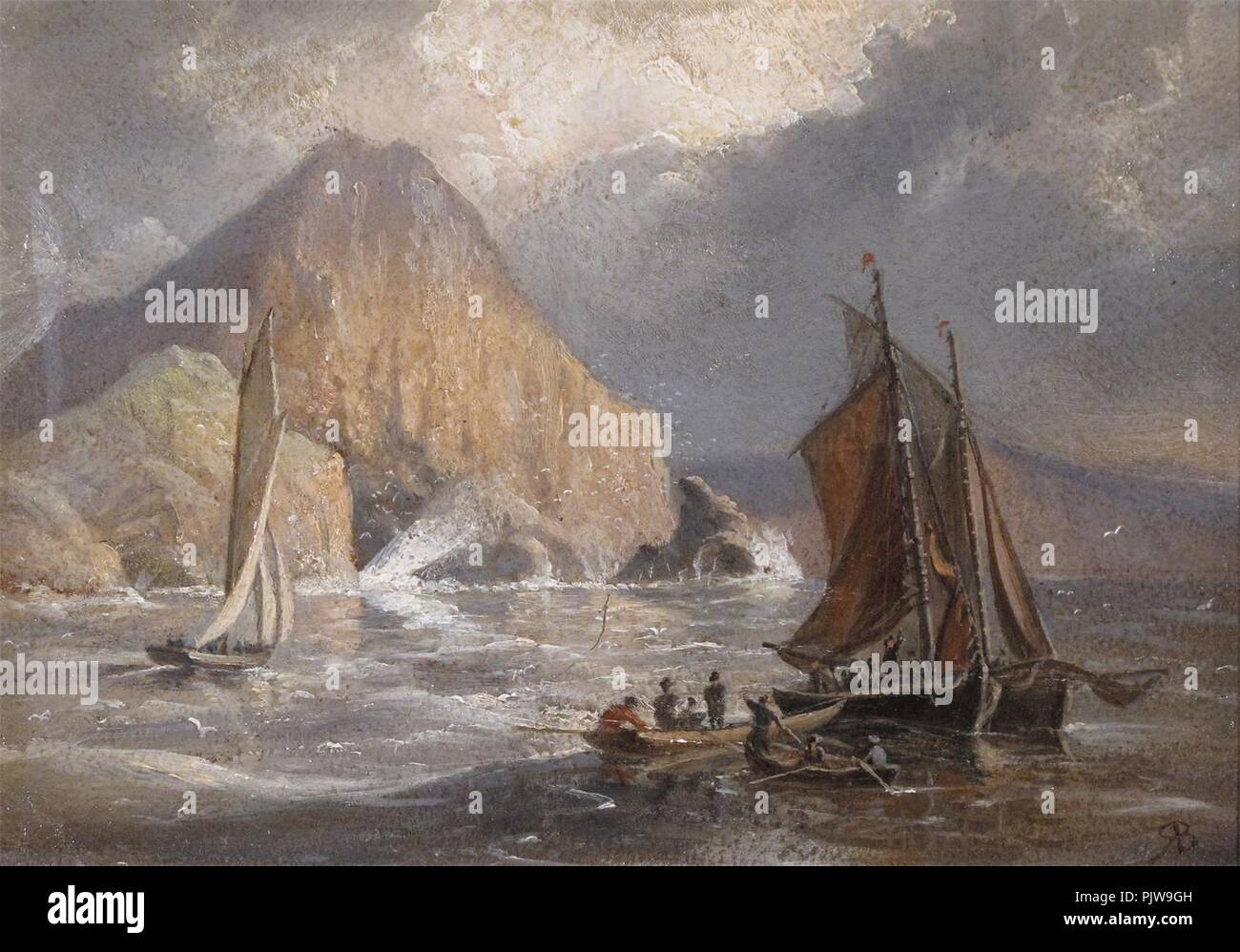 Richard Brydges Beechey - Ships at sea, possibly Skelling Isles ...