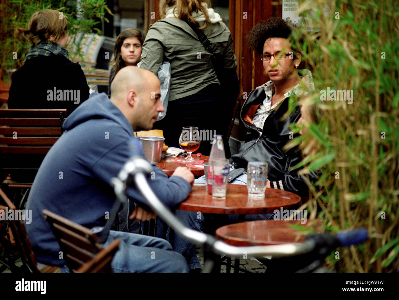 Terrass of the legendary pub De Muze on the Melkmarkt in the centre of ...