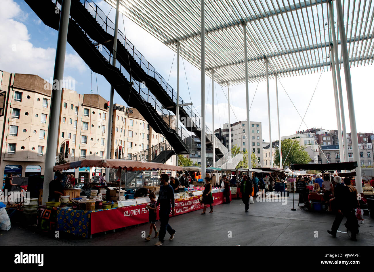 The recently renovated Theaterplein in Antwerp during the Saturday's ...