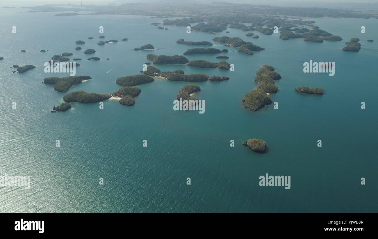 Aerial view of Small islands with beaches and lagoons in Hundred ...