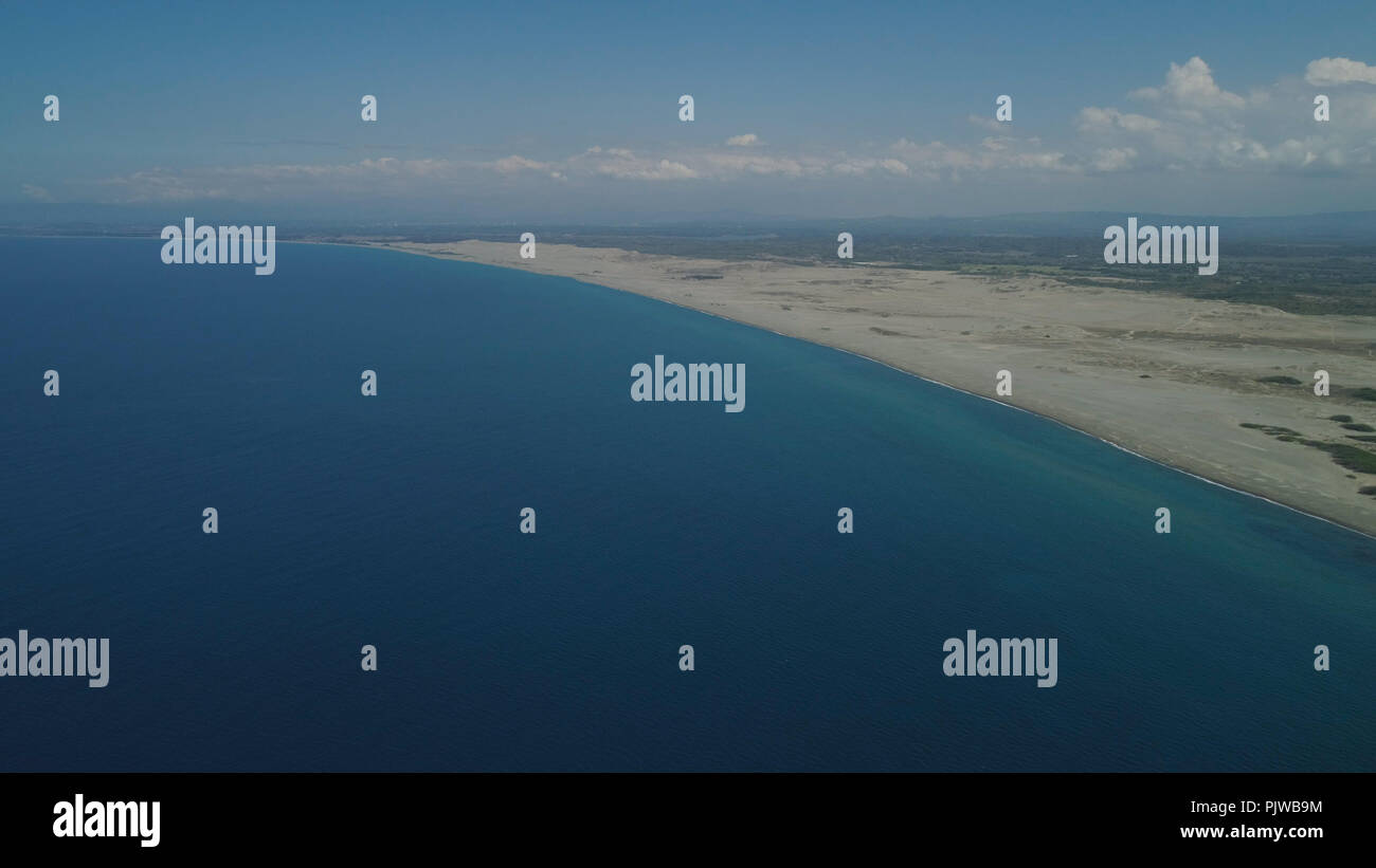 Aerial view of seashore with beaches, lagoons and coral reefs ...