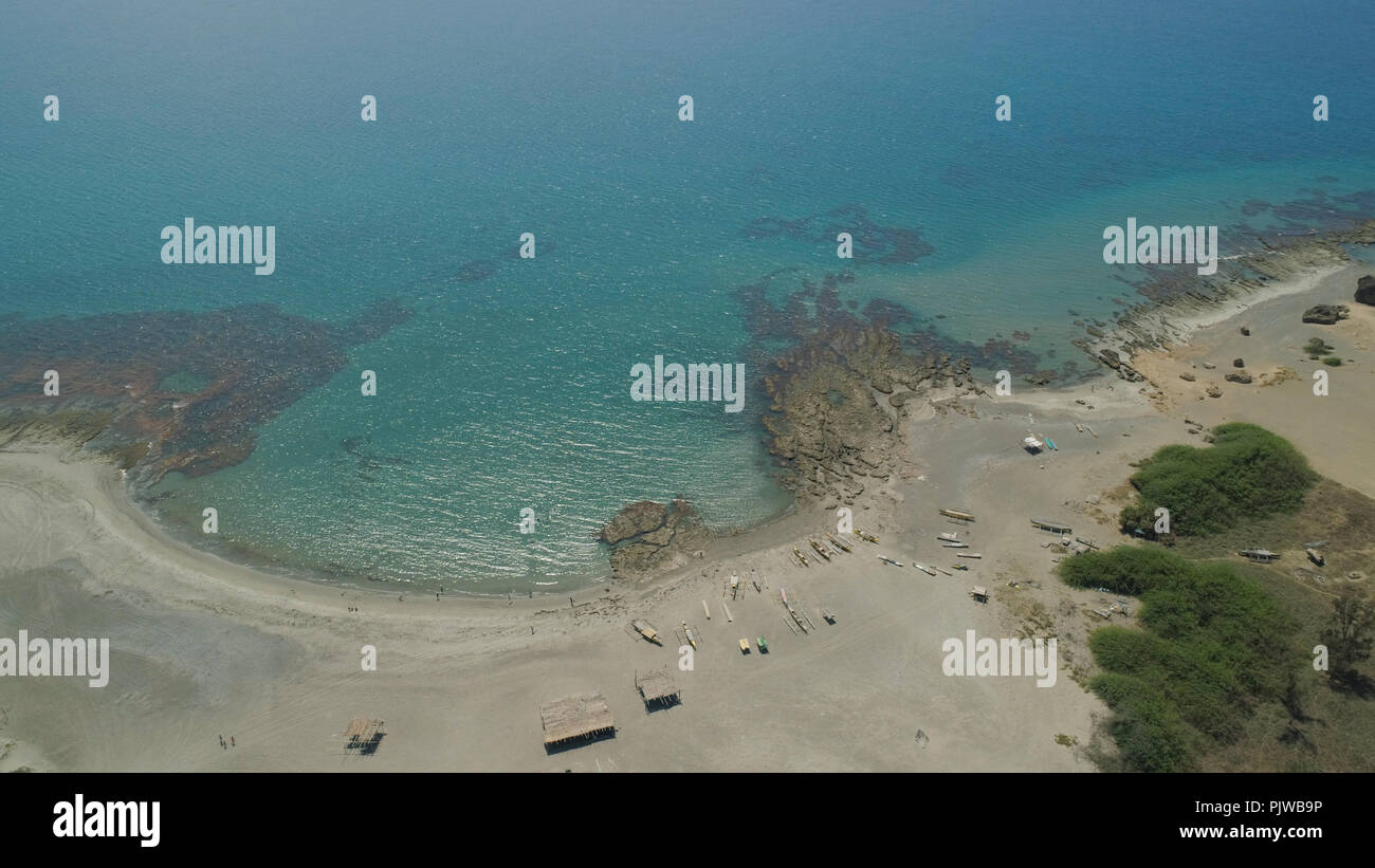 Aerial view of beautiful beach, lagoons and coral reefs. Philippines ...