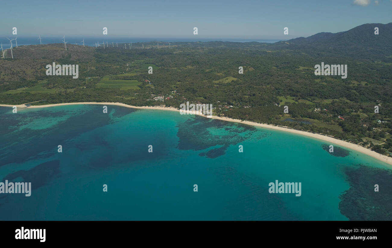 Aerial view of beautiful tropical beach Saud with turquoise water in ...