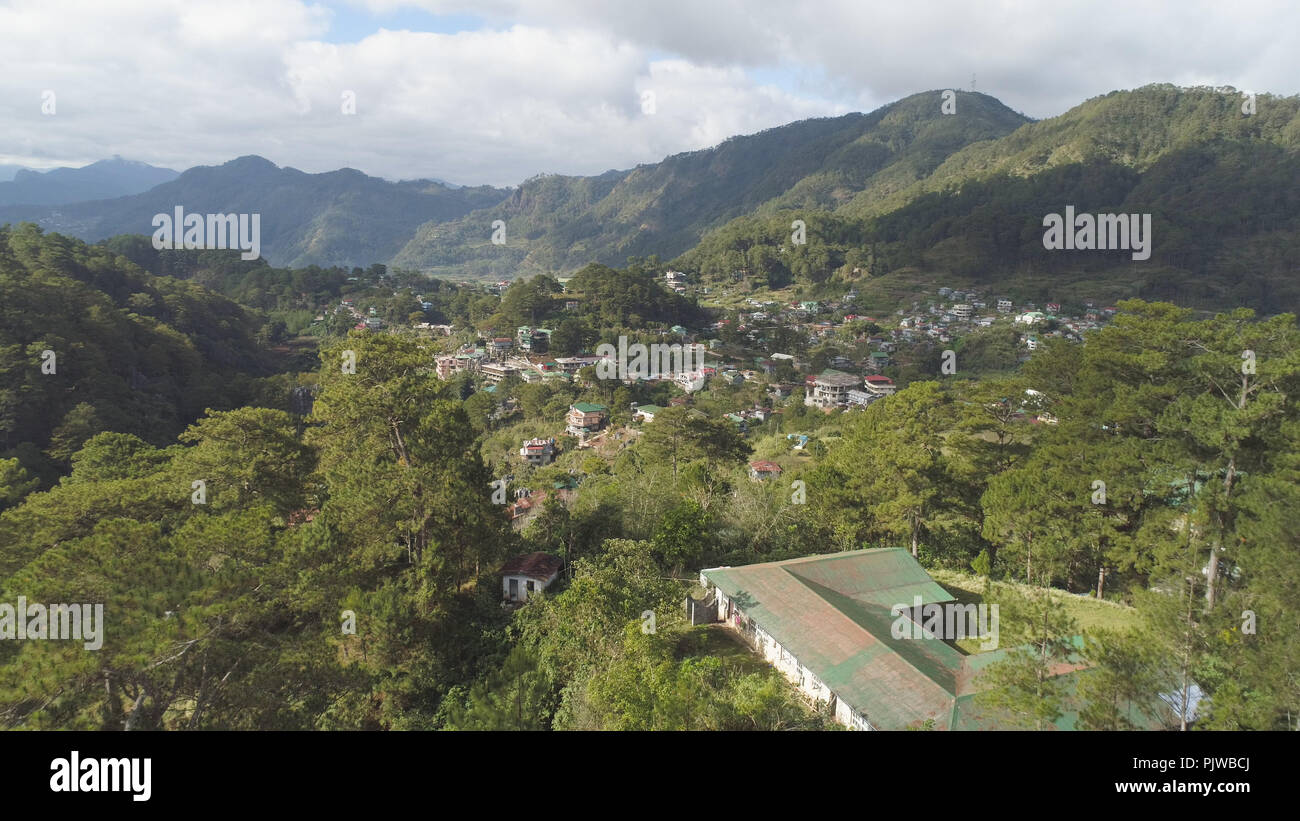 Aerial view town of Sagada, located in the mountainous province of ...