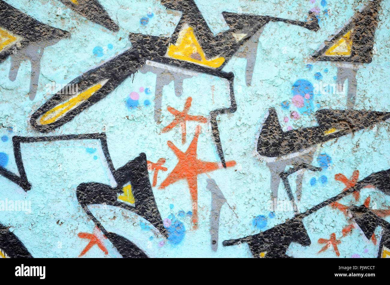 Texture of a fragment of the wall with graffiti painting, which is ...